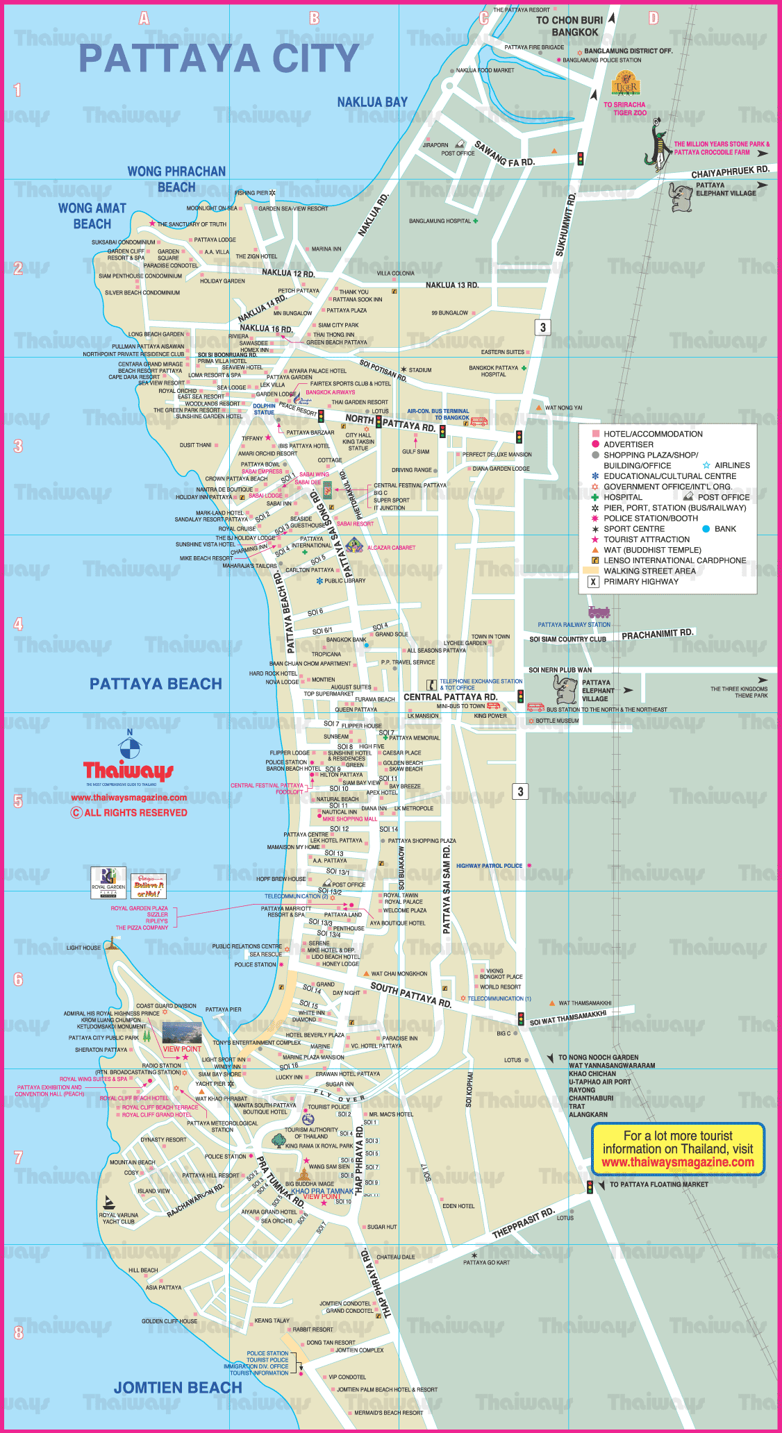 PATTAYA MAP - high resolution image - المسافر السياحة و السفر